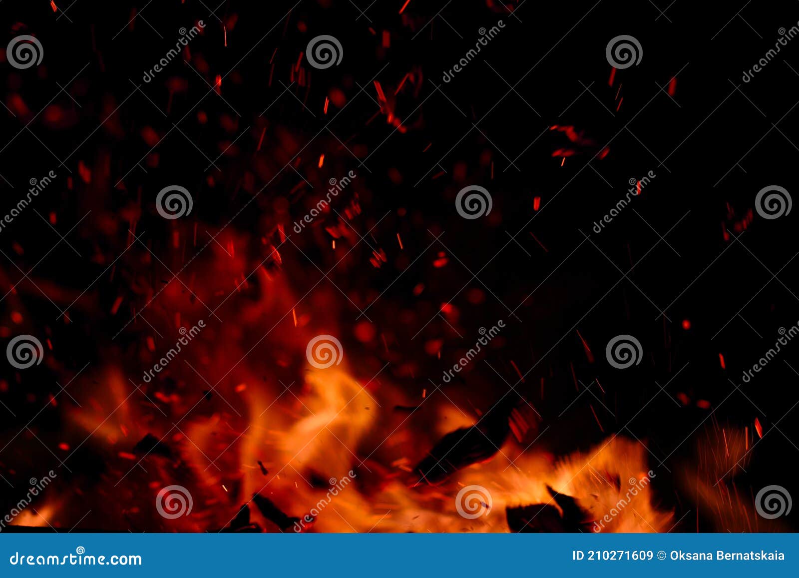 Fire Flame Sparks on Black Background Stock Image - Image of sparks ...