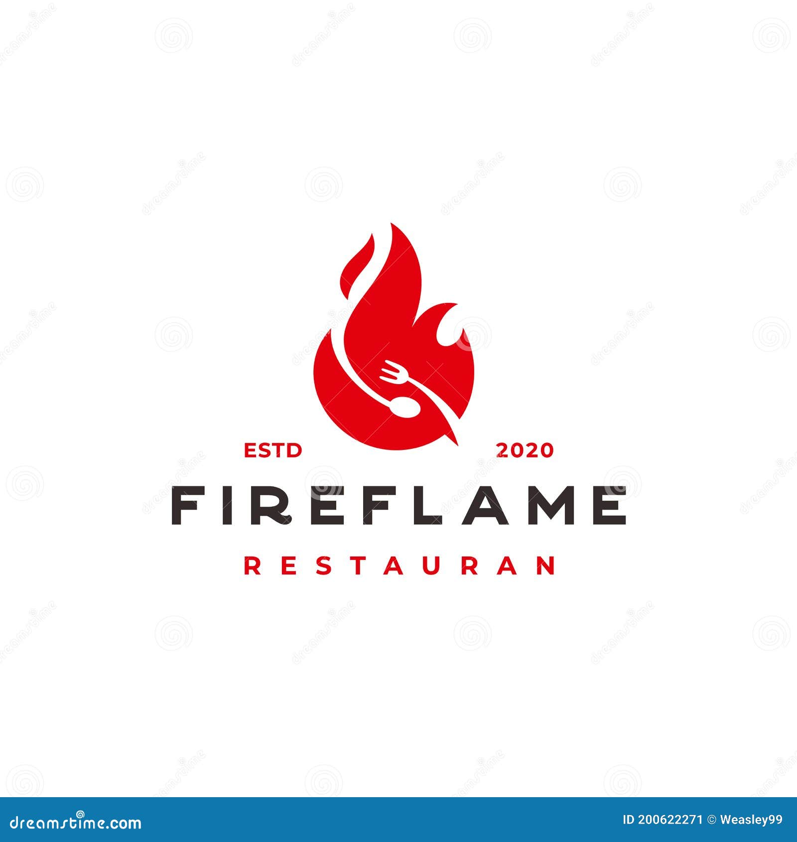 Fire Flame with Spoon and Fork for Food Restaurant Logo Designs Stock ...