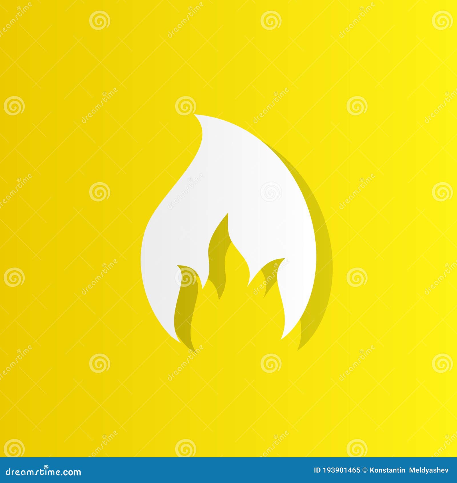 Fire Flame Symbol Sign White Icon with Shadow Stock Illustration ...