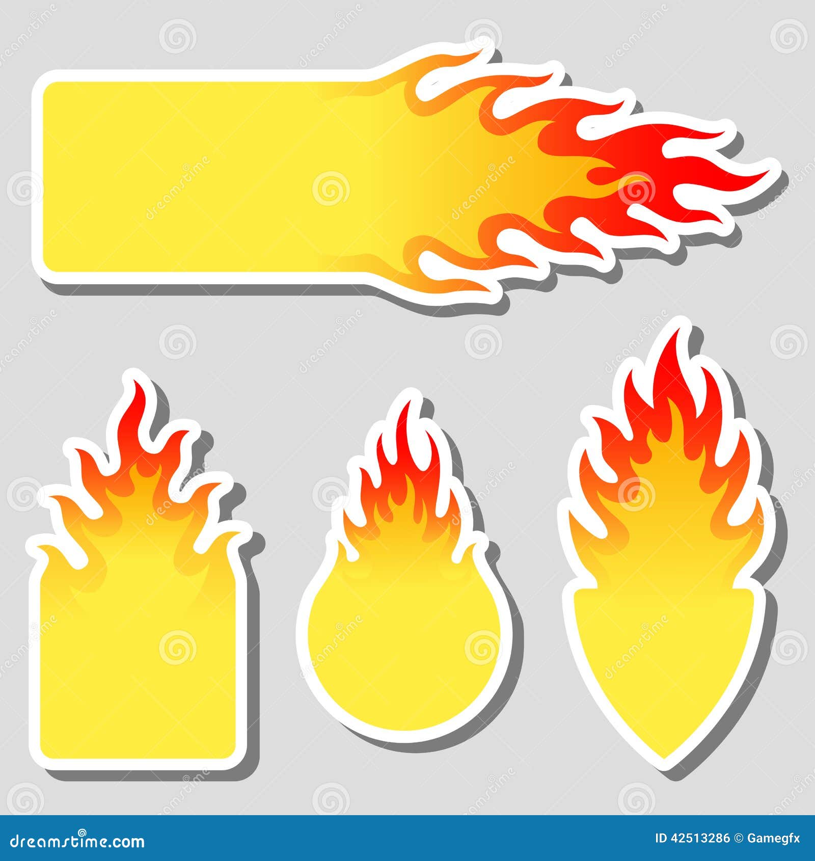 Fire, flame tag label set stock vector. Illustration of globe - 42513286