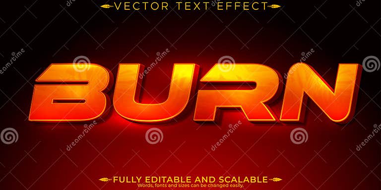 Fire Flame Text Effect, Editable Red and Hot Text Style Stock Vector ...