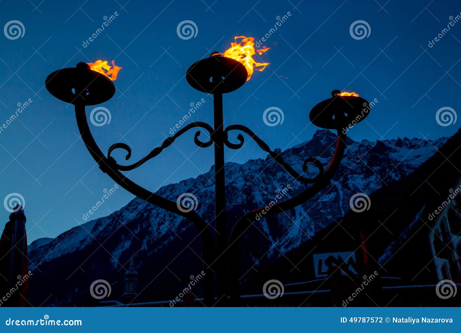 Fire and Flame of Three Torches Burning Stock Photo - Image of heat ...