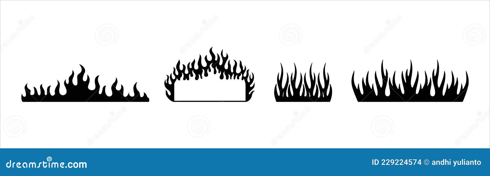 Fire Flame Tribal Vector Silhouette Set. Fire Blaze Pattern Vector ...