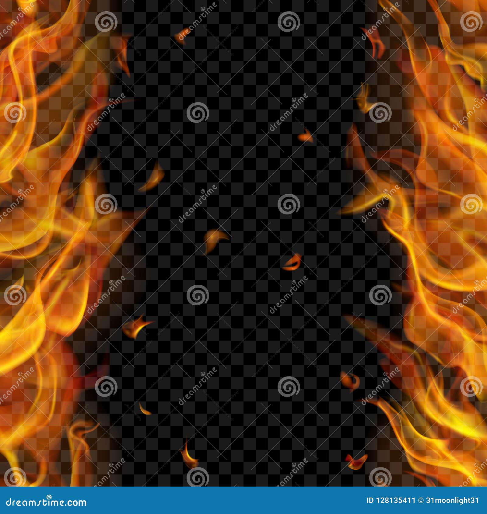 Fire Flame on Two Sides with Vertical Repeat Stock Vector ...