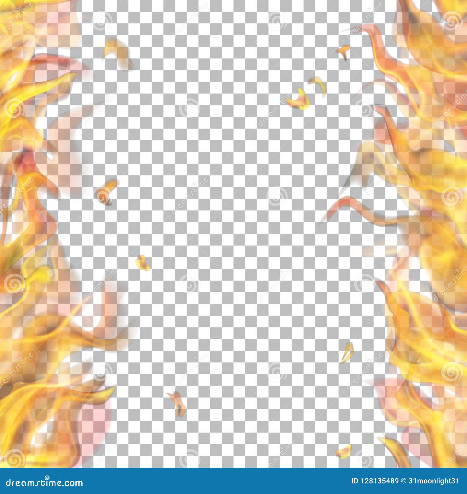 Fire Flame on Two Sides with Vertical Repeat Stock Illustration ...