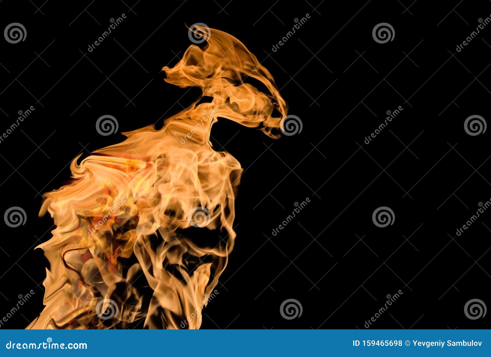 Fire a Flame on a UFO-shaped Alien on a Black Isolated Background. Fire ...