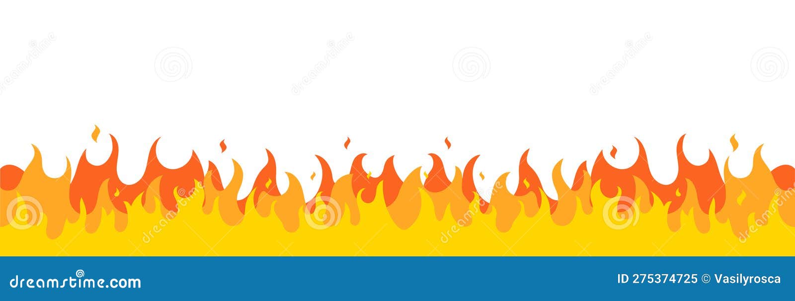 Fire Flame Vector Pattern Line Frame. Fire Flat Simple Border Design ...