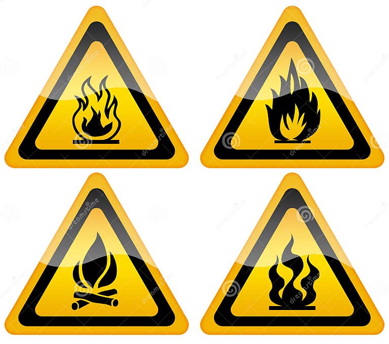 Fire flame warning sign stock illustration. Illustration of dangerous ...