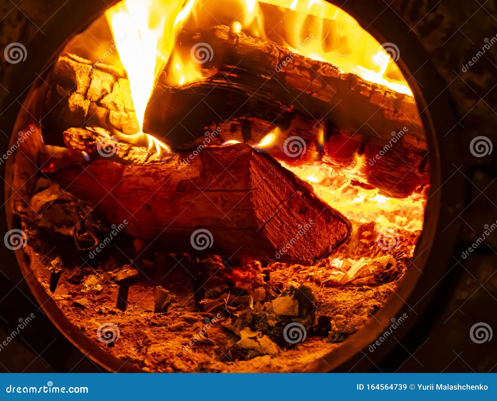 Fire Flame on Wood in a Firebox Stock Image - Image of furnace, black ...