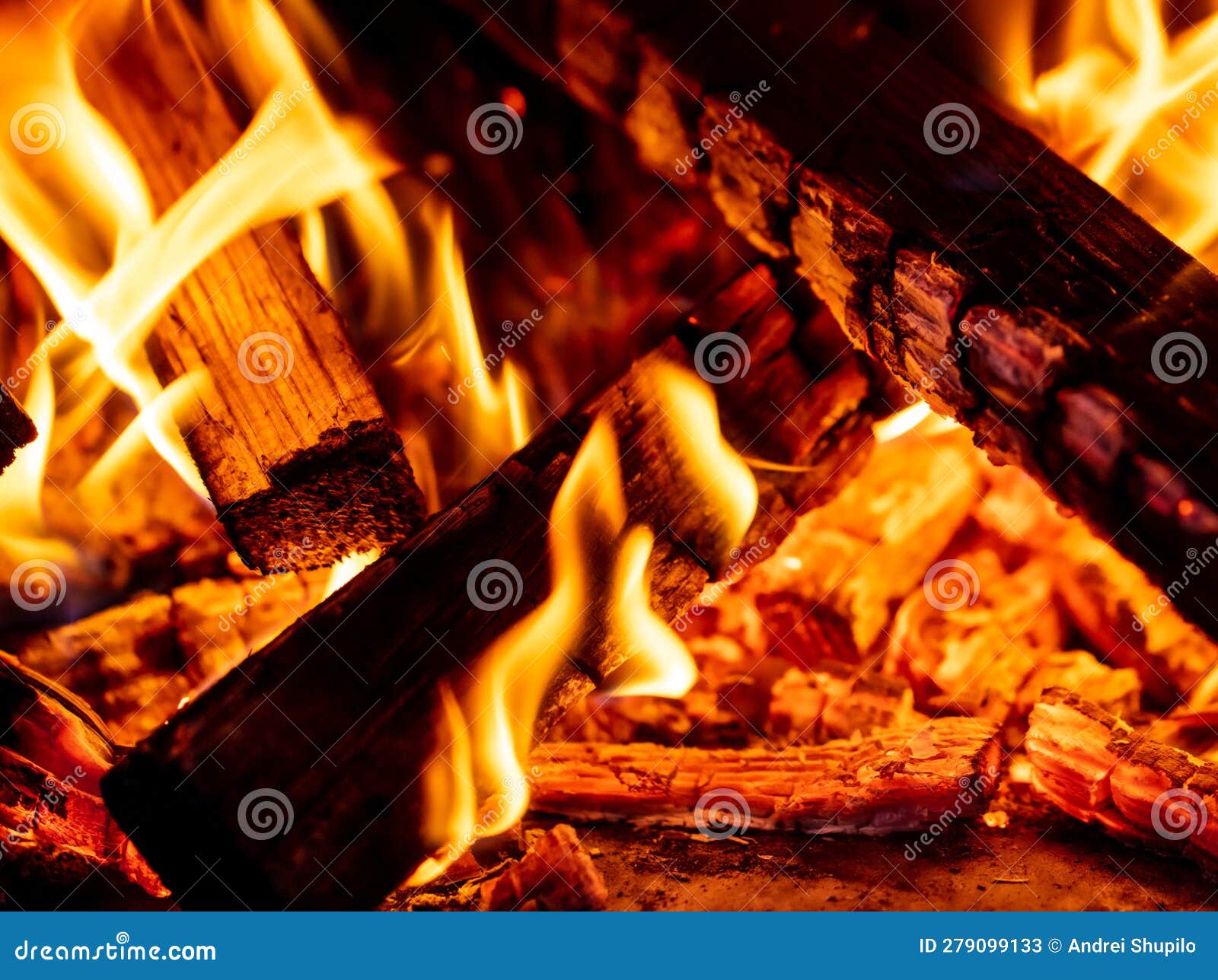 Fire Flame from Wooden Firewood. Background Stock Image - Image of ...
