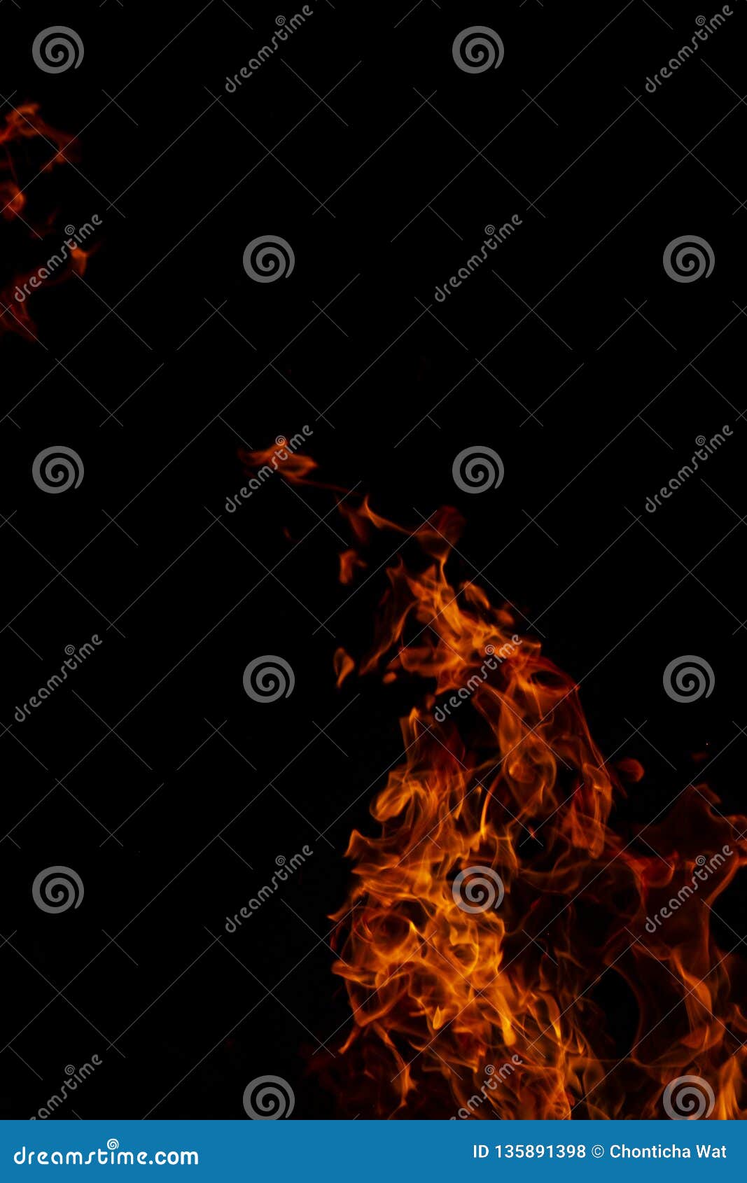Fire Flames on Abstract Art Black Background, Burning Red Hot Stock ...
