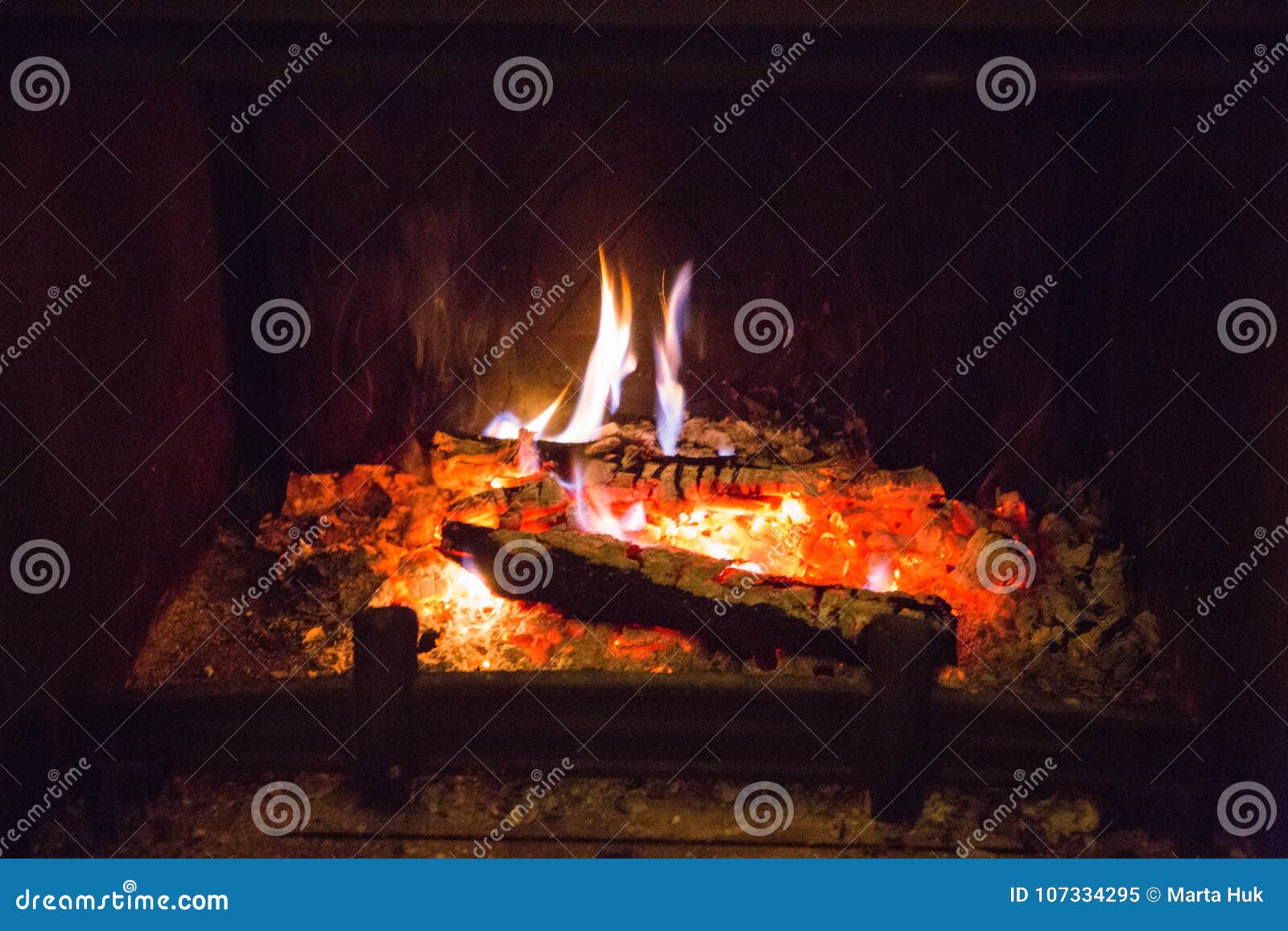 Fire Flames with Ash in Fireplace Stock Image - Image of romantic, burn ...