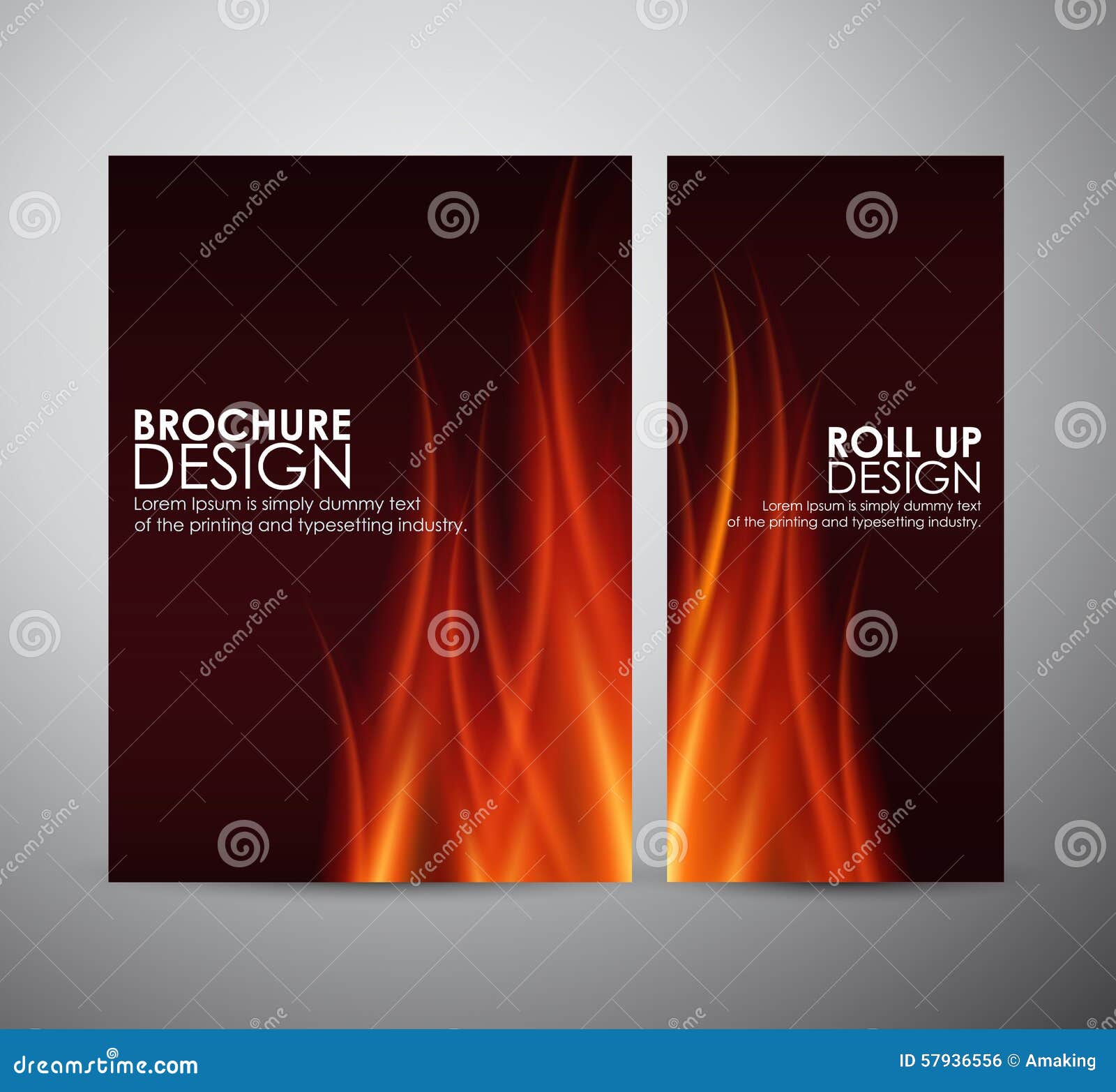 Fire Flames Background. Brochure Business Design Template or Roll Up ...