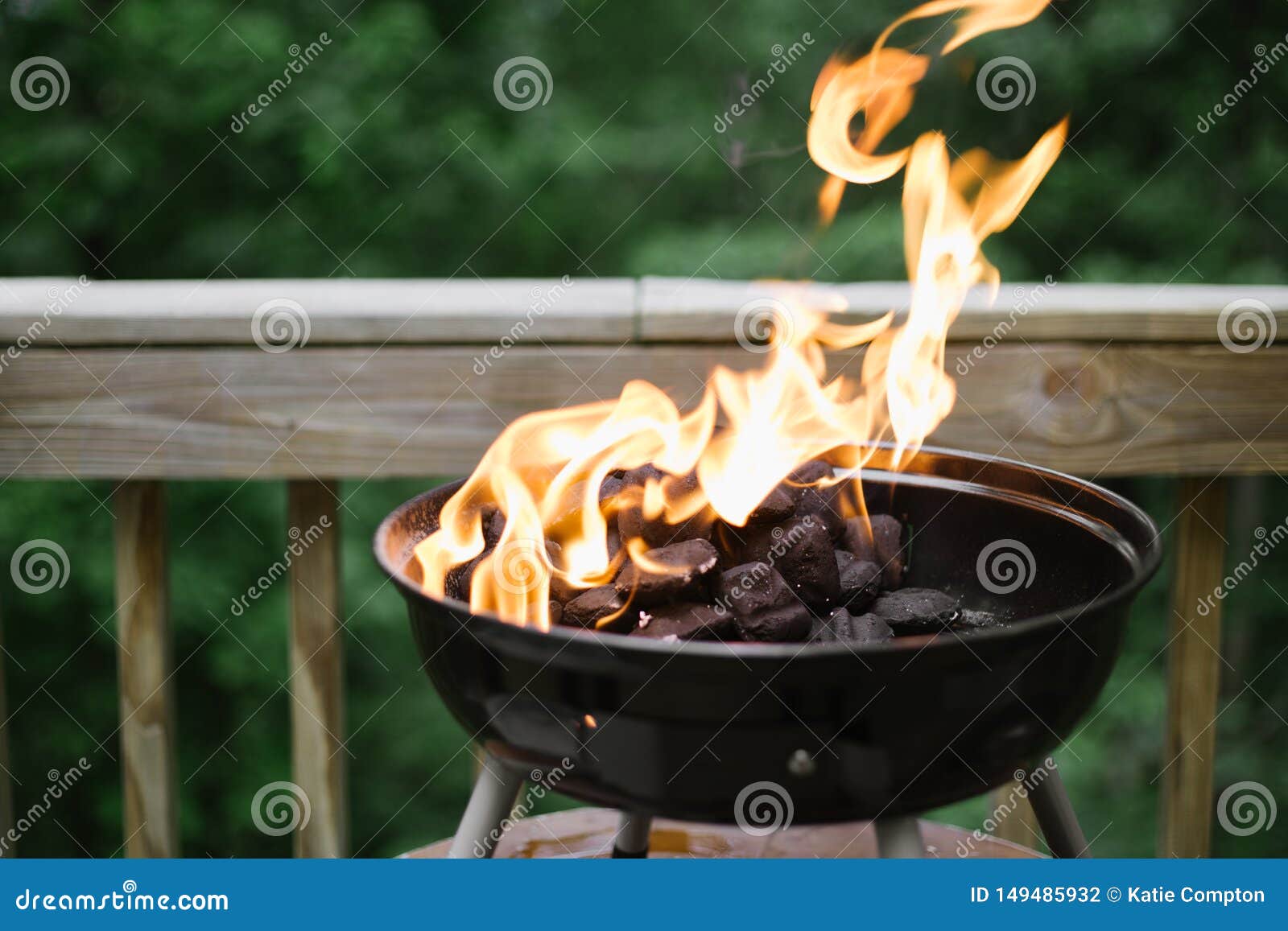 Fire and Flames in a Backyard Barbecue Stock Photo - Image of ready ...
