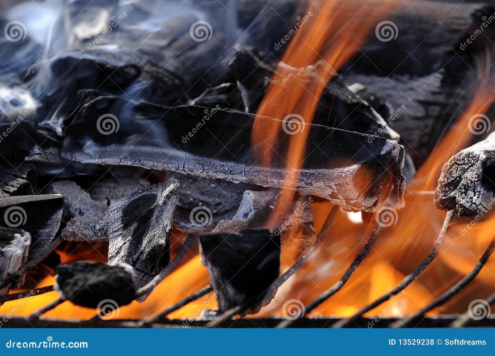 Fire Flames in the Barbecue Stock Photo - Image of yellow, burning ...