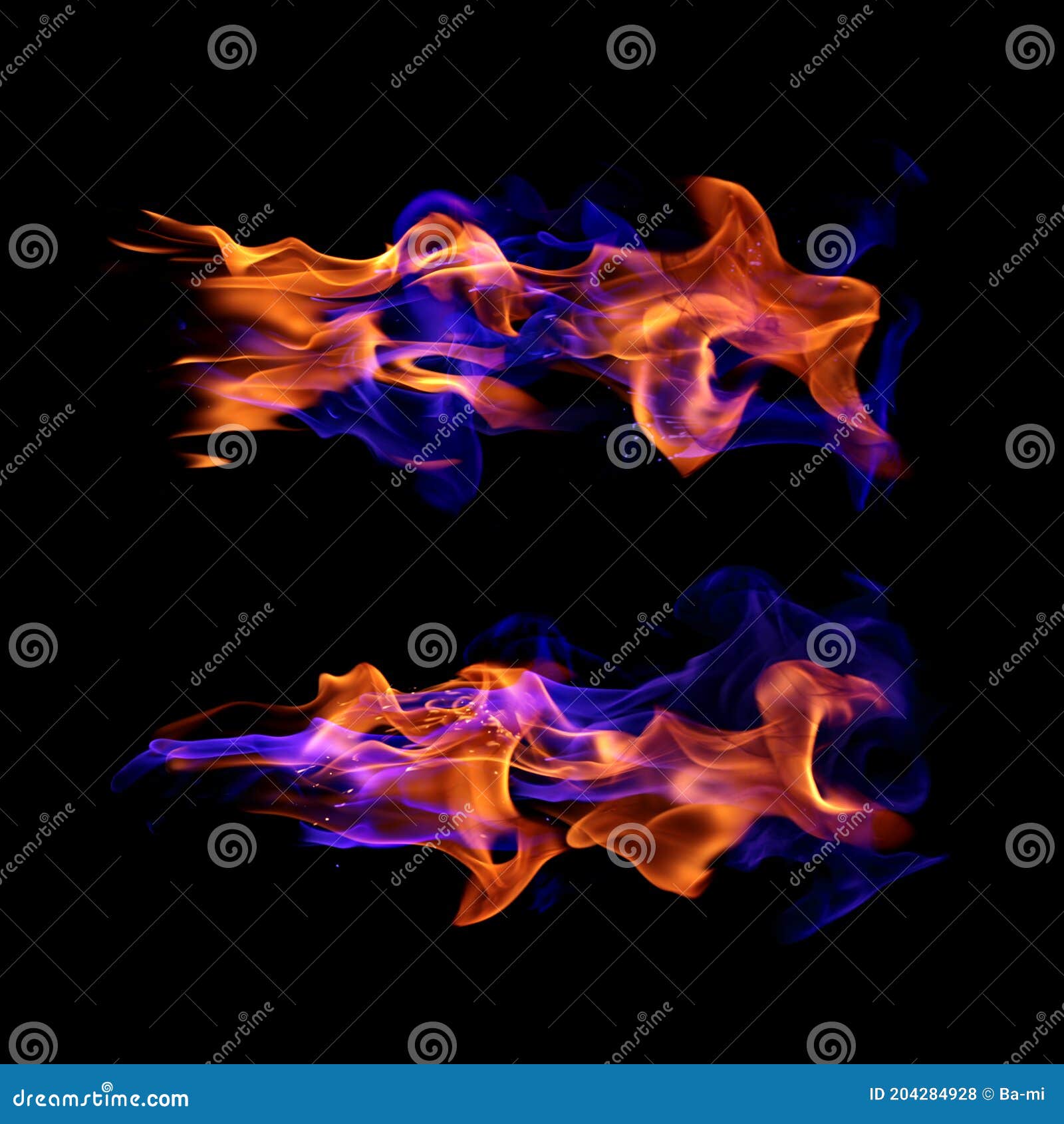 Blue And Red Fire Flames
