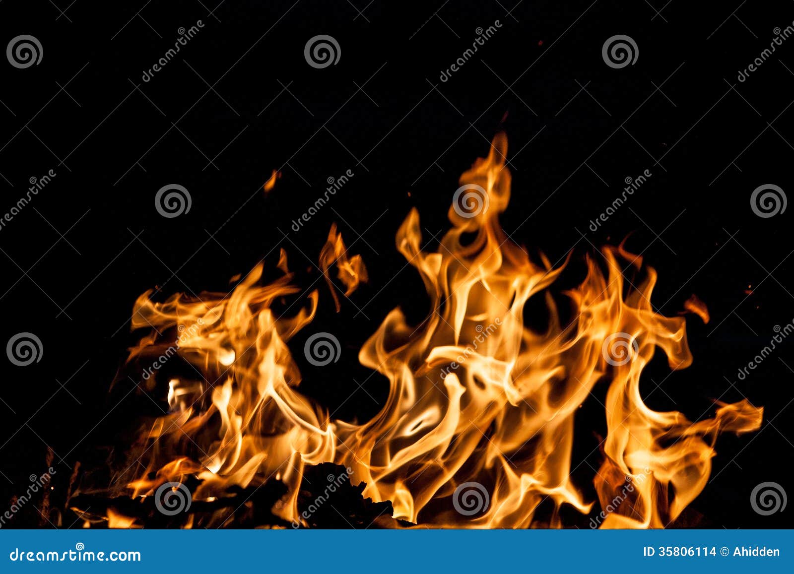 Fire Flames On A Black Background. Abstract Fiery Texture. Realistic ...