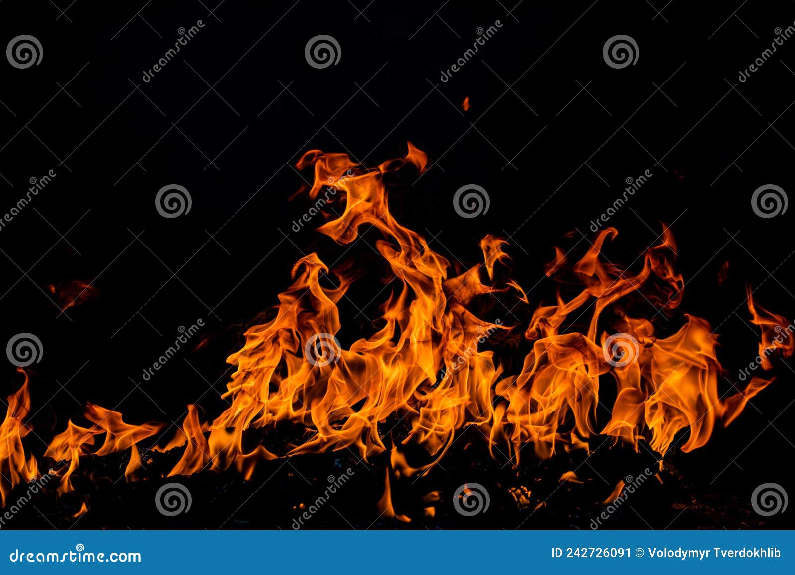 Fire Flames on Black Background. Fire Burn Flame Isolated, Abstract ...