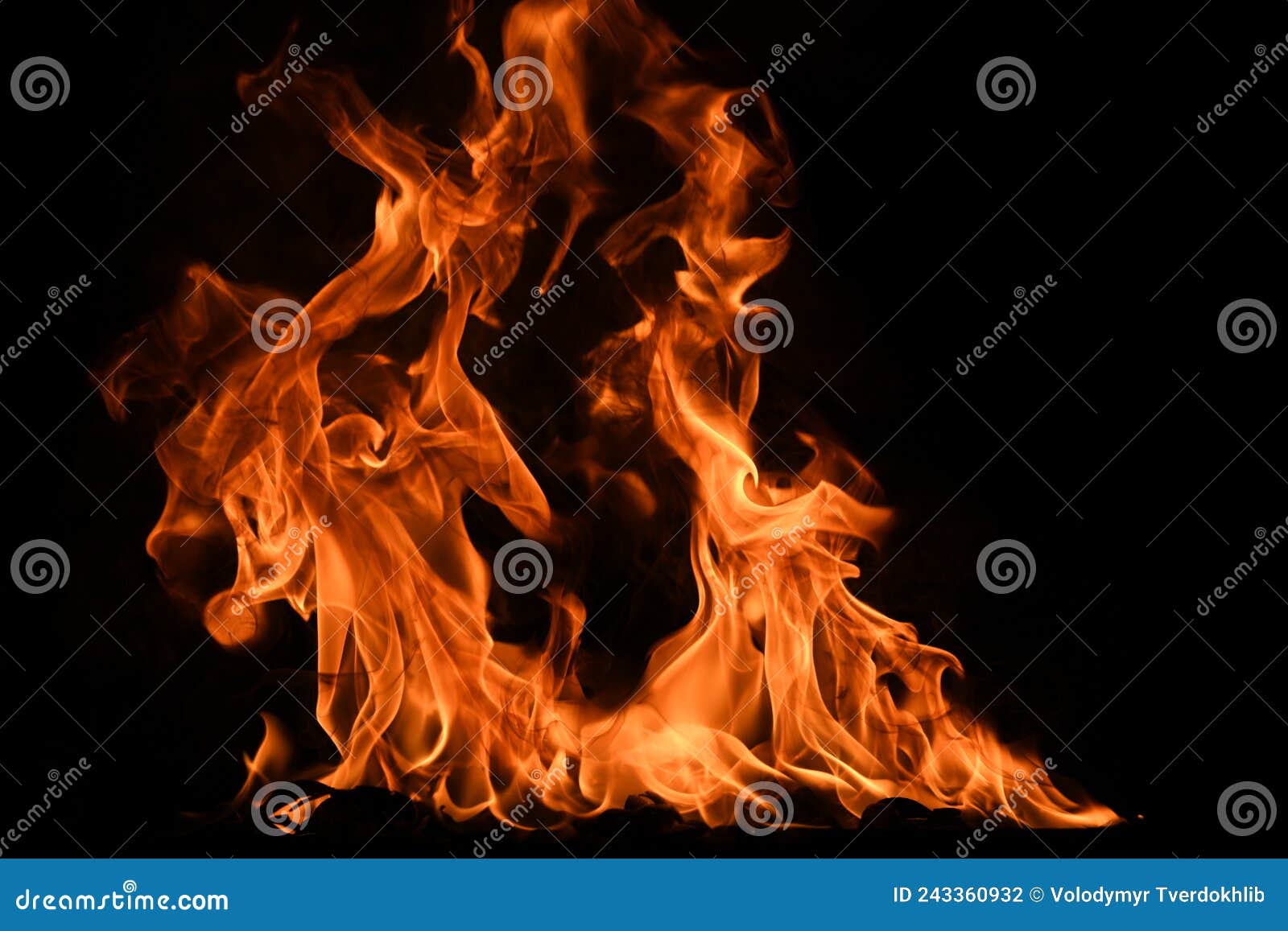 Fire Flames on Black Background. Fire Burn Flame Isolated, Abstract ...
