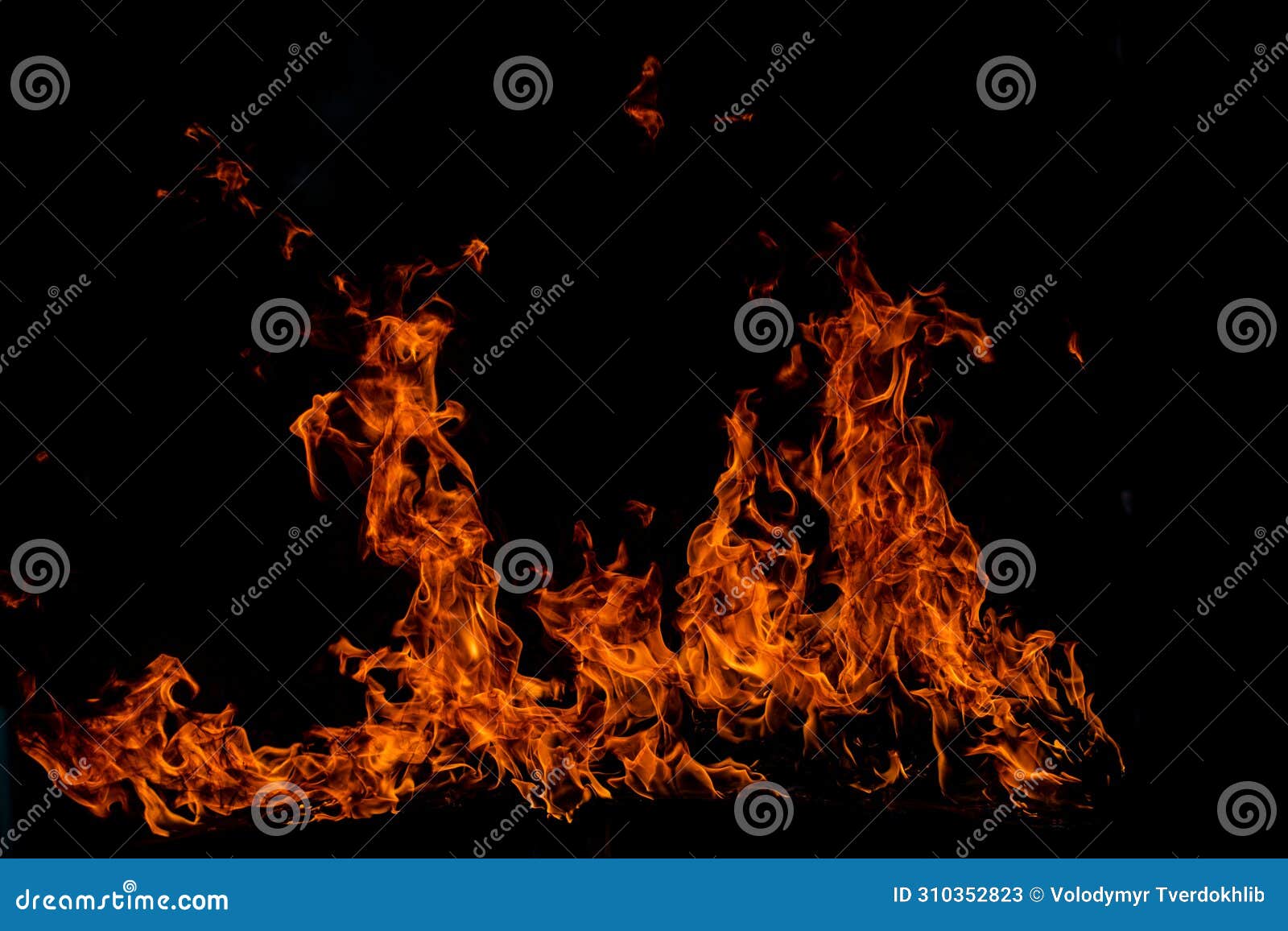 Fire Flames on Black Background. Fire Burn Flame Isolated, Abstract ...