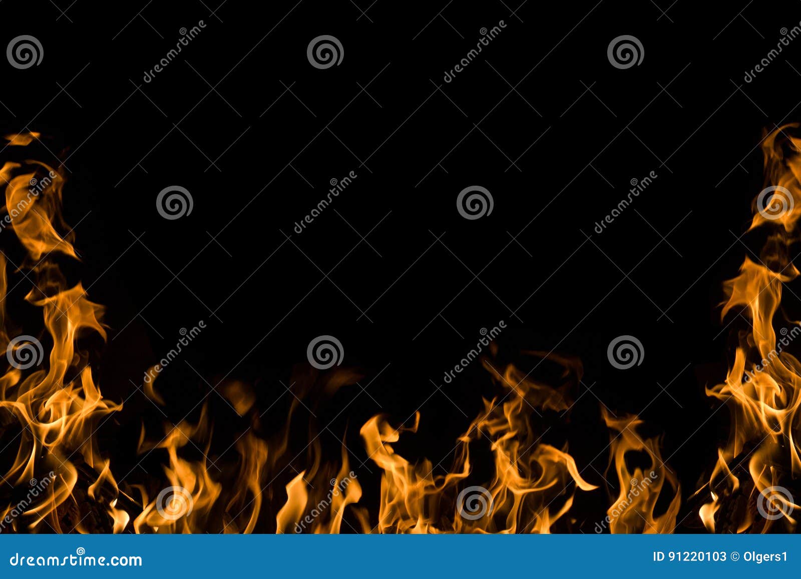 Fire Flames on Black Background Stock Image - Image of dangerous ...