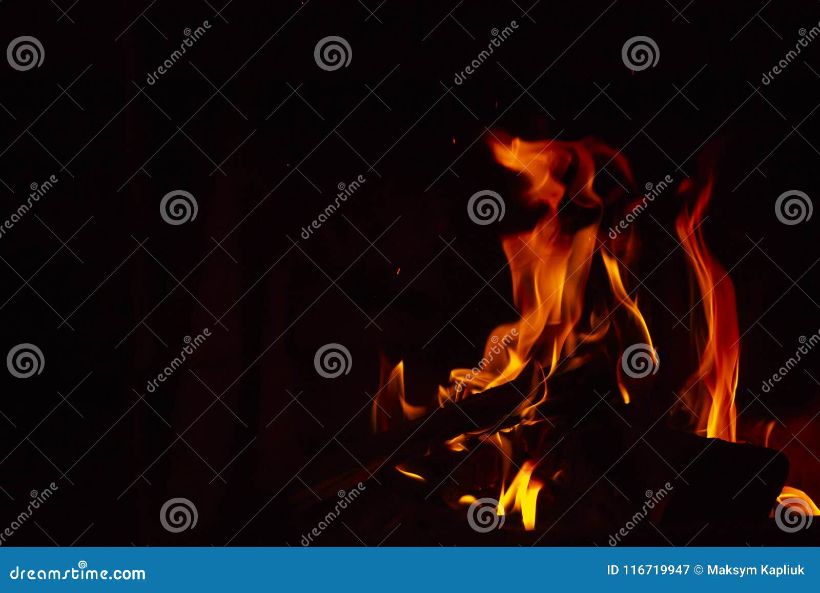 Hot Fire Flames on Black Background Stock Image - Image of hell ...