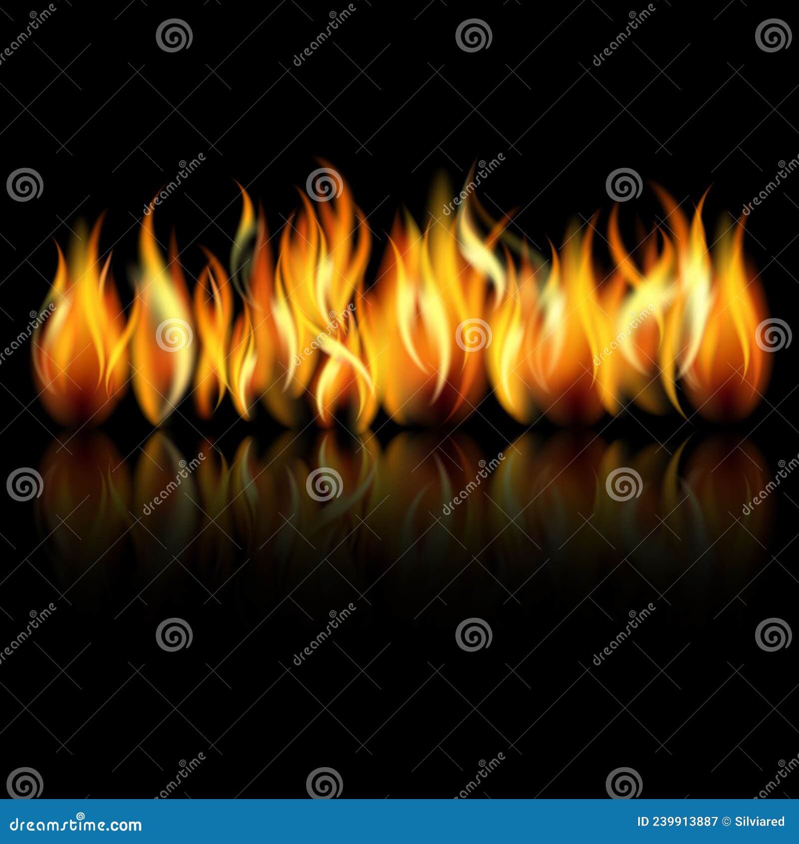Fire Flames On Black Background. An Illustration Of A Stylized Fire ...