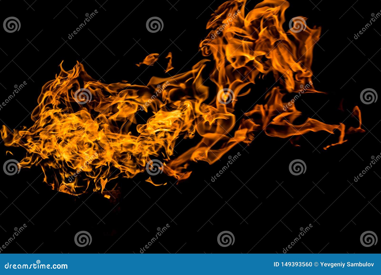 Fire Flames on Black Background. Fire on Black Background Isolated ...