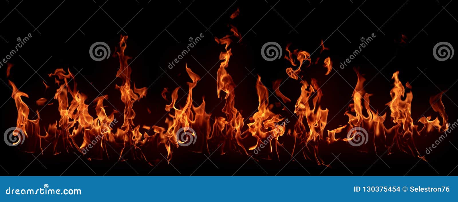 Fire Flames On A Black Background. Abstract Fiery Texture. Realistic ...
