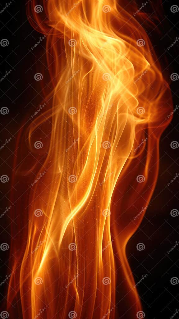 Fire Flames on Black Background, Vertical Wallpaper Stock Image - Image ...