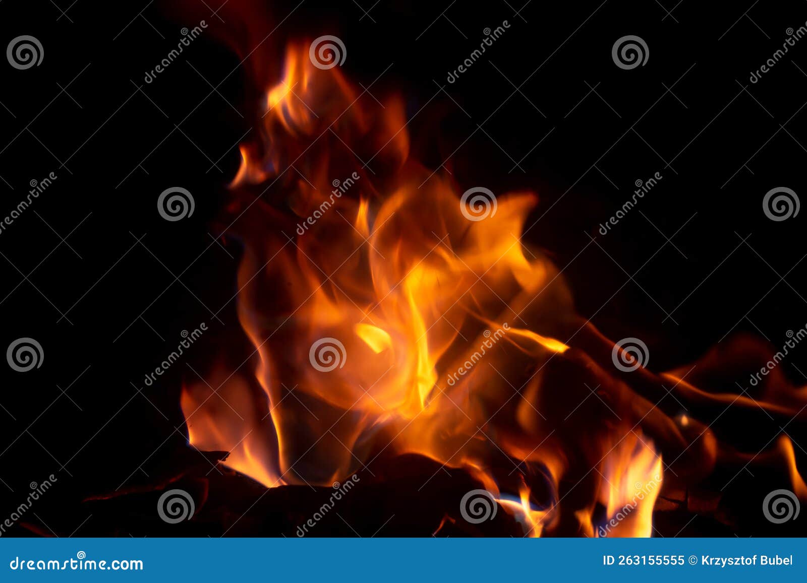 Fire Flames on Black Isolated Background. Texture Stock Image - Image ...