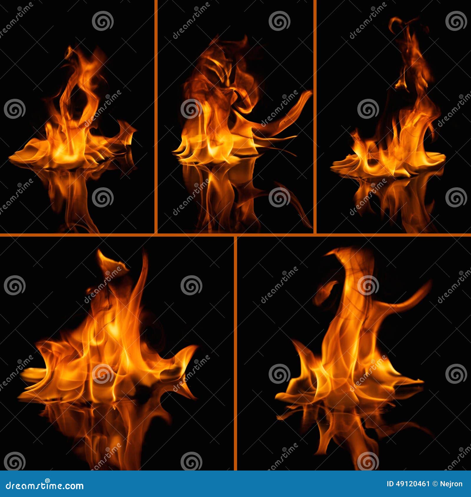 Fire Flames On A Black Background. Abstract Fiery Texture. Realistic ...