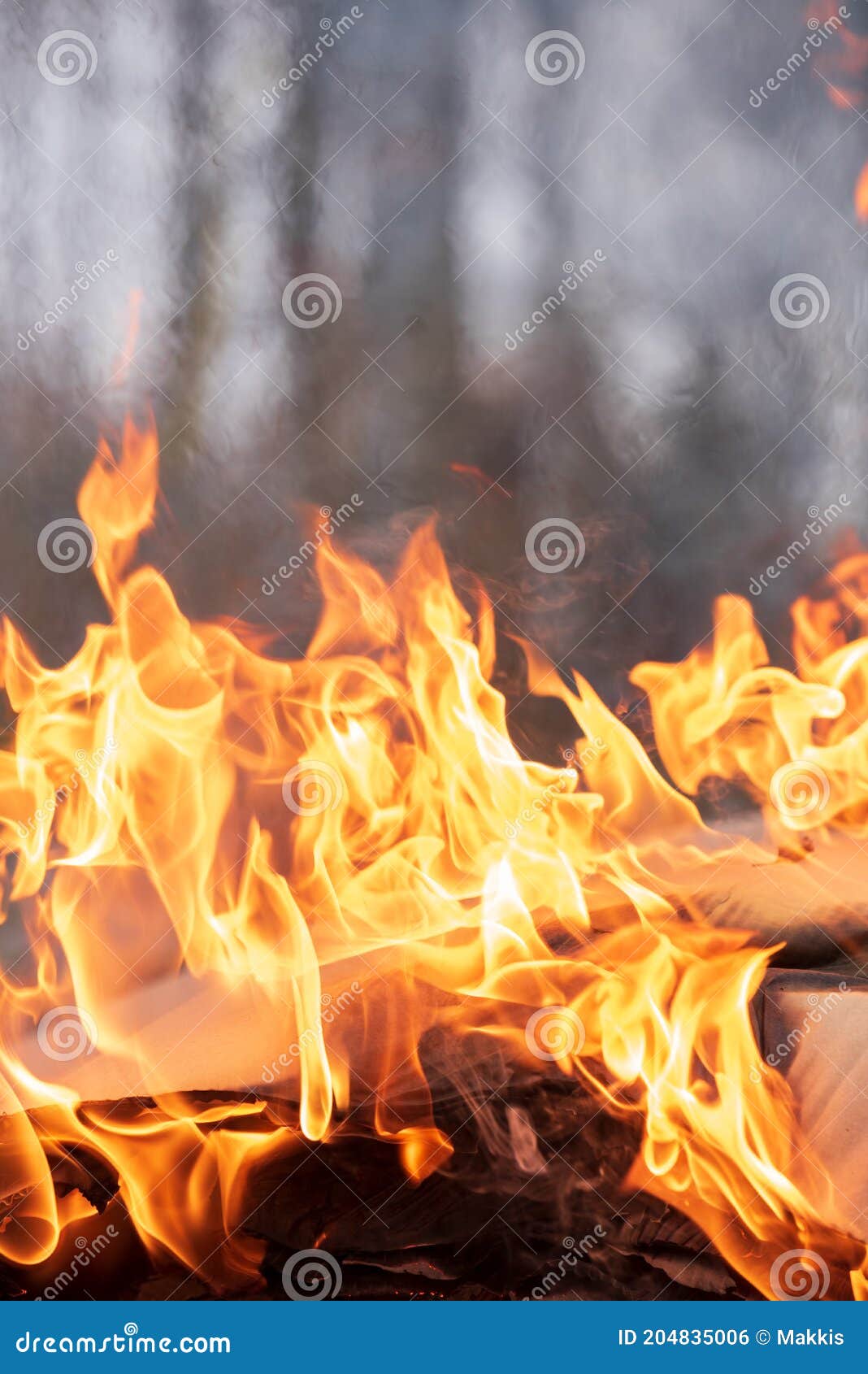 Fire Flames, Burning Pile of Cardboard and Waste Paper Stock Photo ...