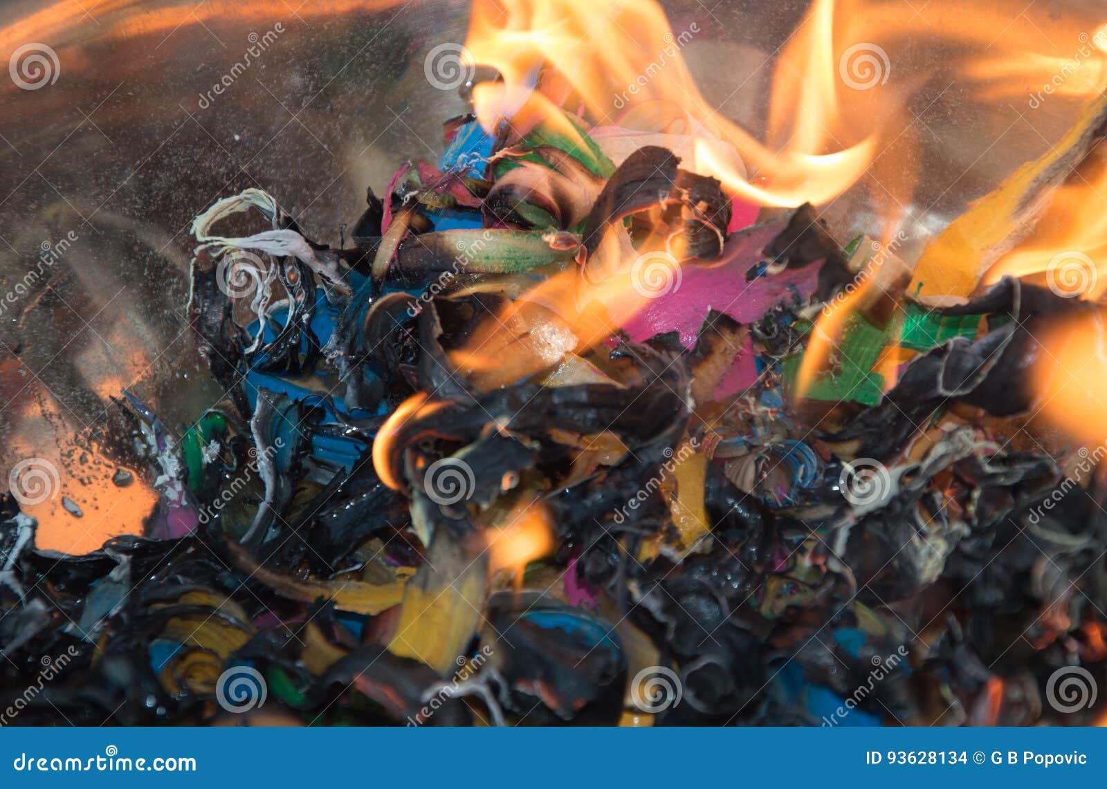 Fire and Flames with Burnt Litter Stock Photo - Image of campfire, heat ...