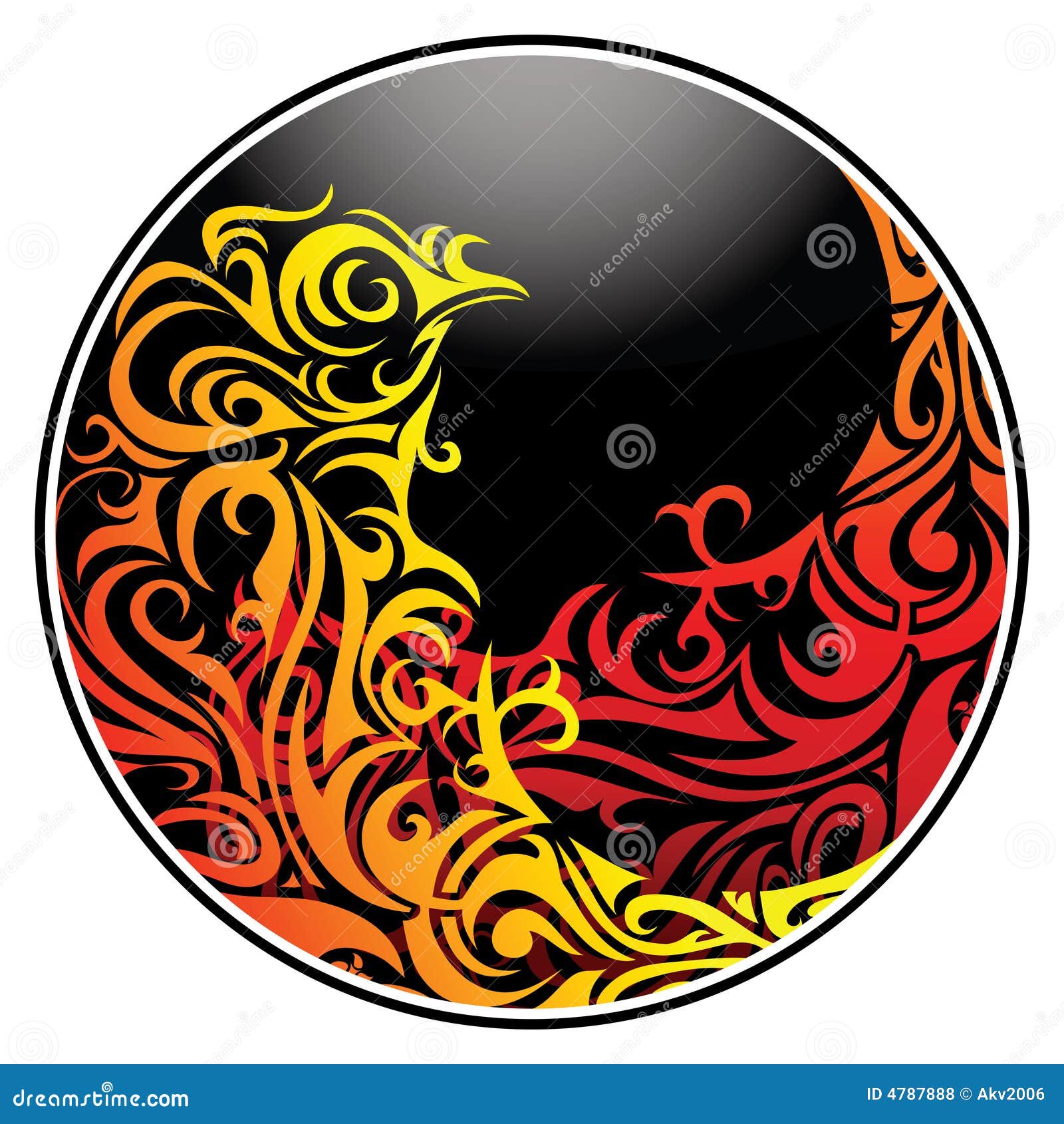 Fire-flames in circle stock vector. Illustration of circle - 4787888