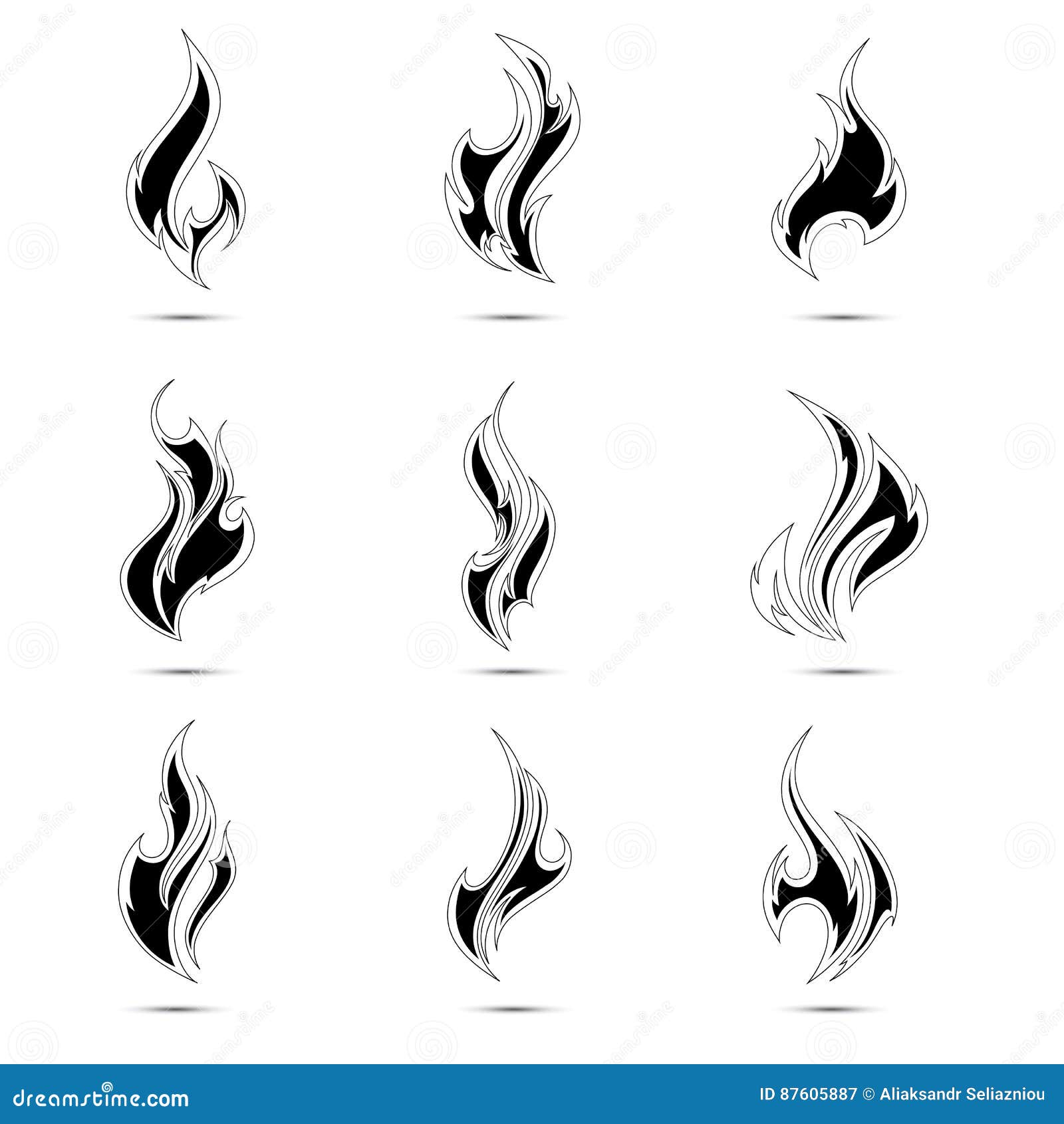 Fire flames. Collage. stock vector. Illustration of element - 87605887