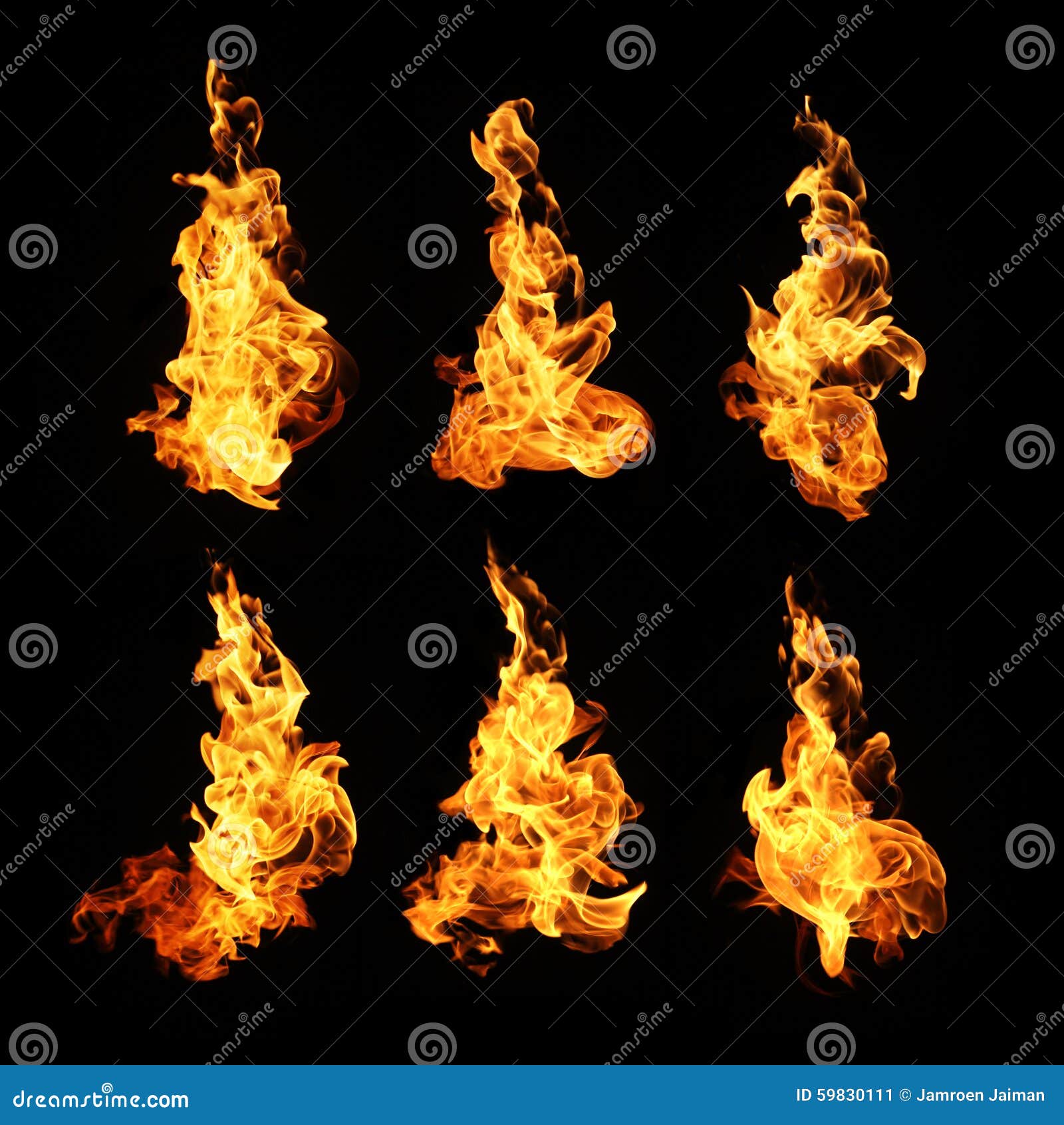 Fire Flames On Black Background Isolated. Burning Gas Or Gasoline Burns ...