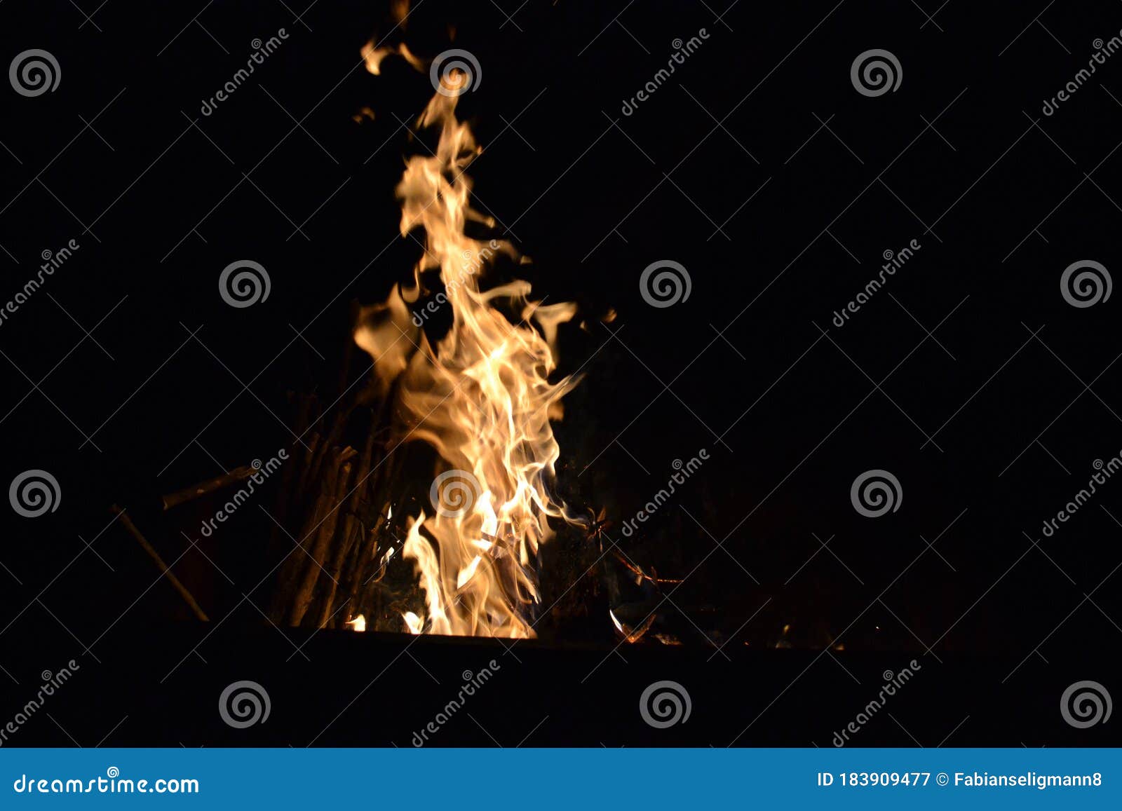 Fire Flames Dancing in the Wind Stock Image - Image of glowing, night ...