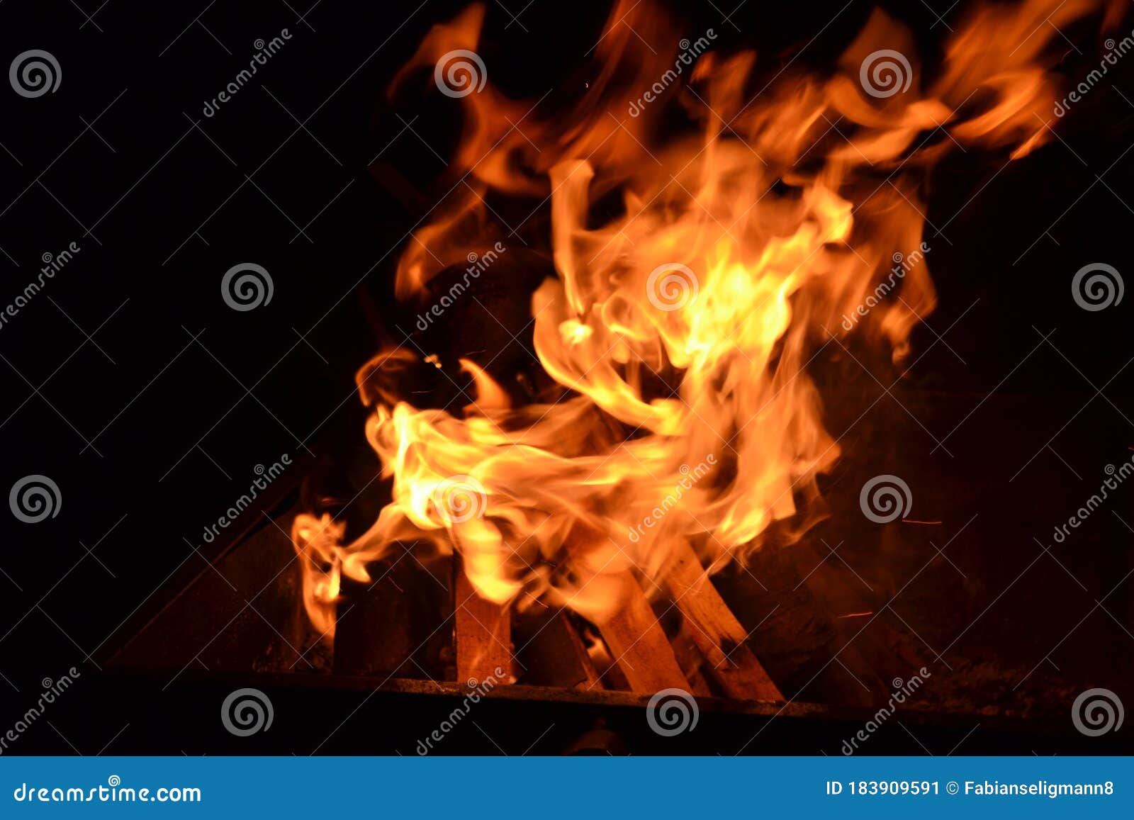 Fire Flames Dancing in the Wind Stock Image - Image of house ...