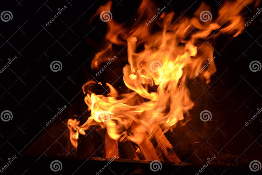 Fire Flames Dancing in the Wind Stock Image - Image of house ...