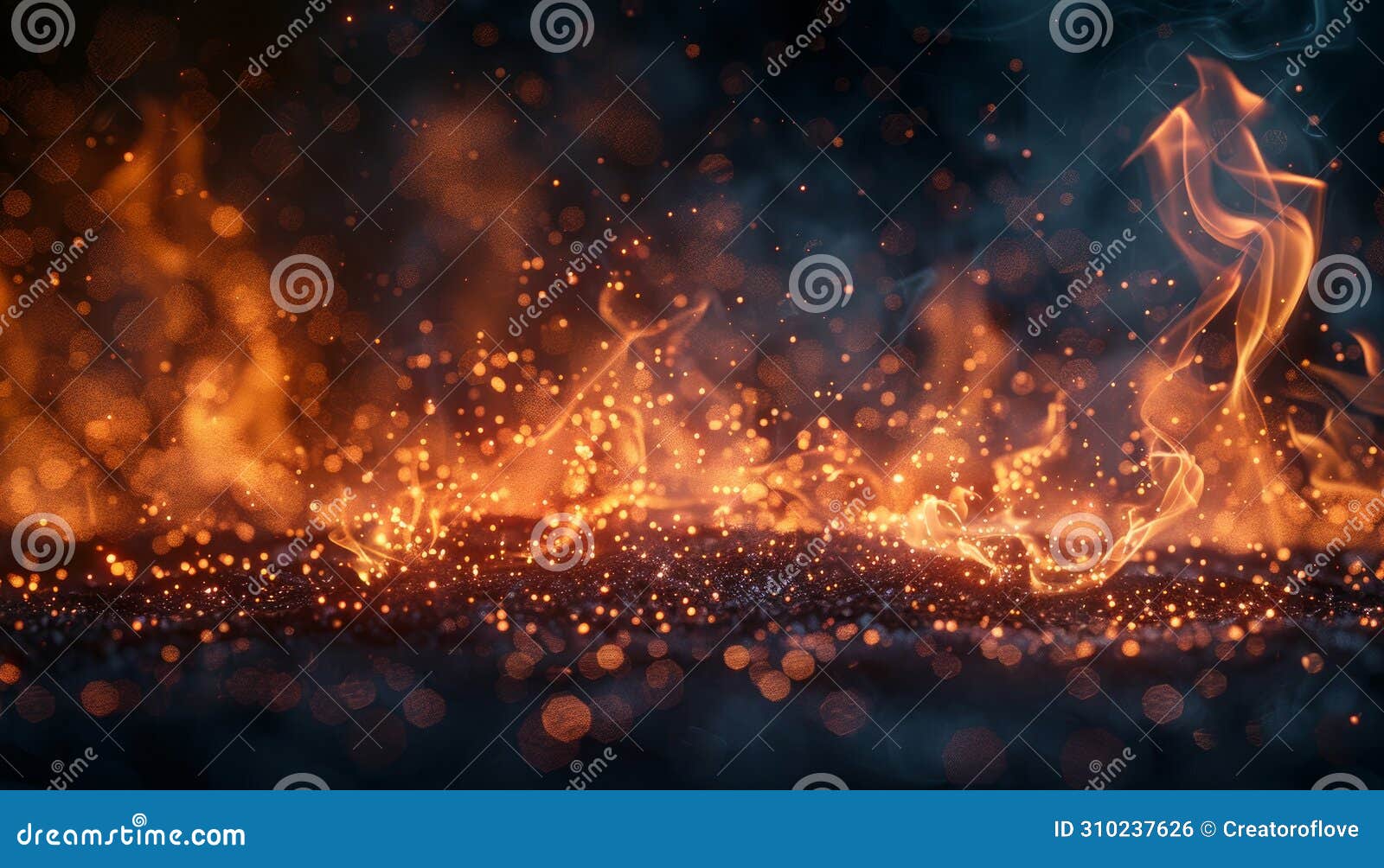 Fire Flames on the Dark Surface with Fire Particles Stock Illustration ...