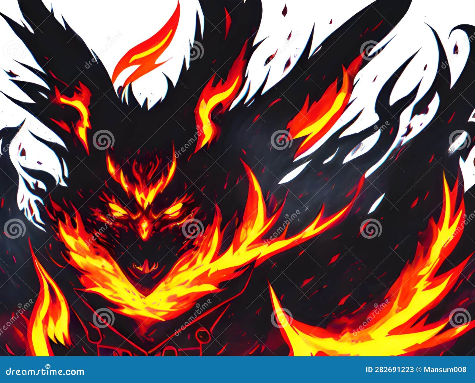 Fire Flames Evil Monster on a Black Background, Ai Generated Stock ...