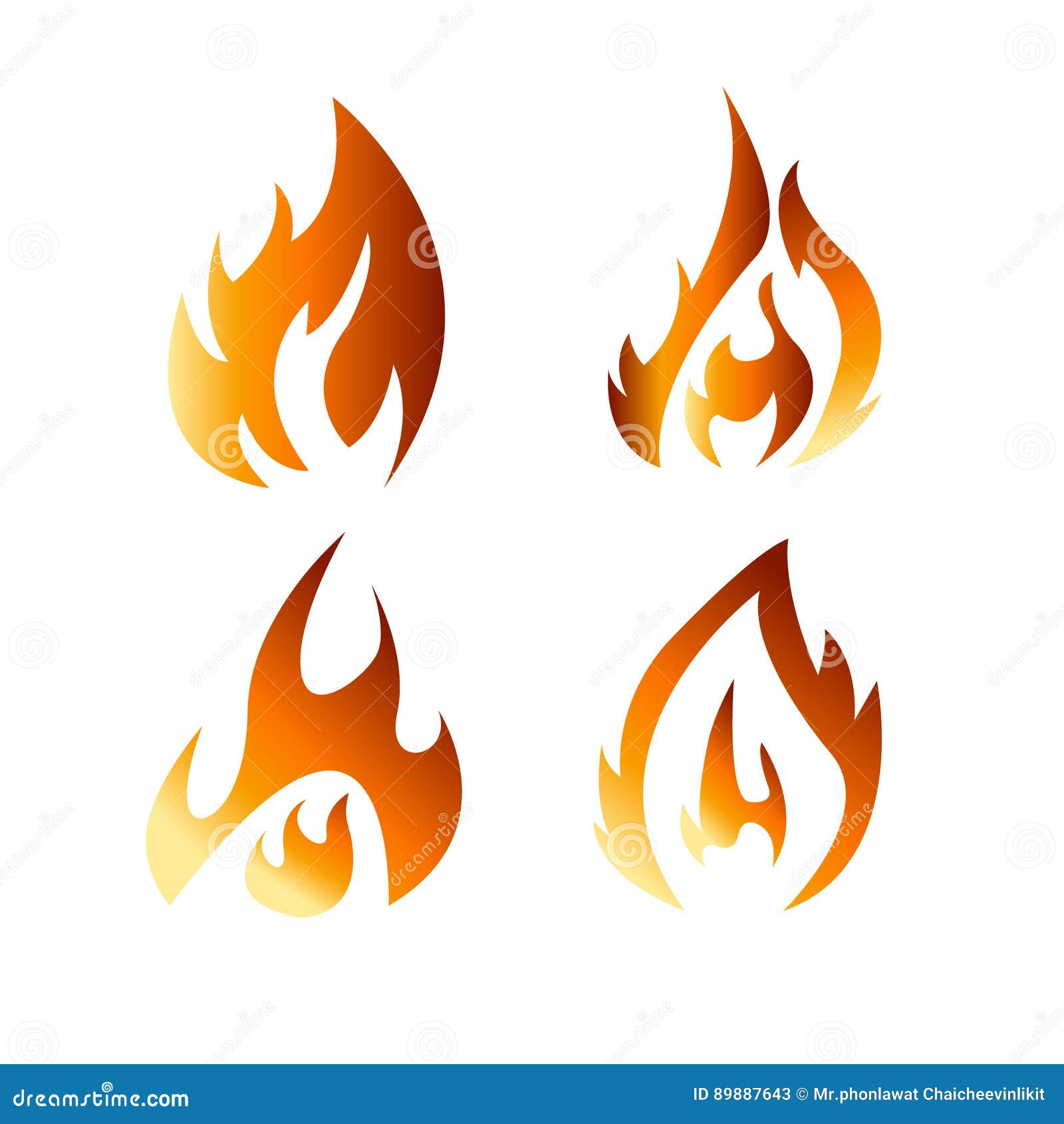 Fire flames flat icons stock vector. Illustration of bonfire - 89887643