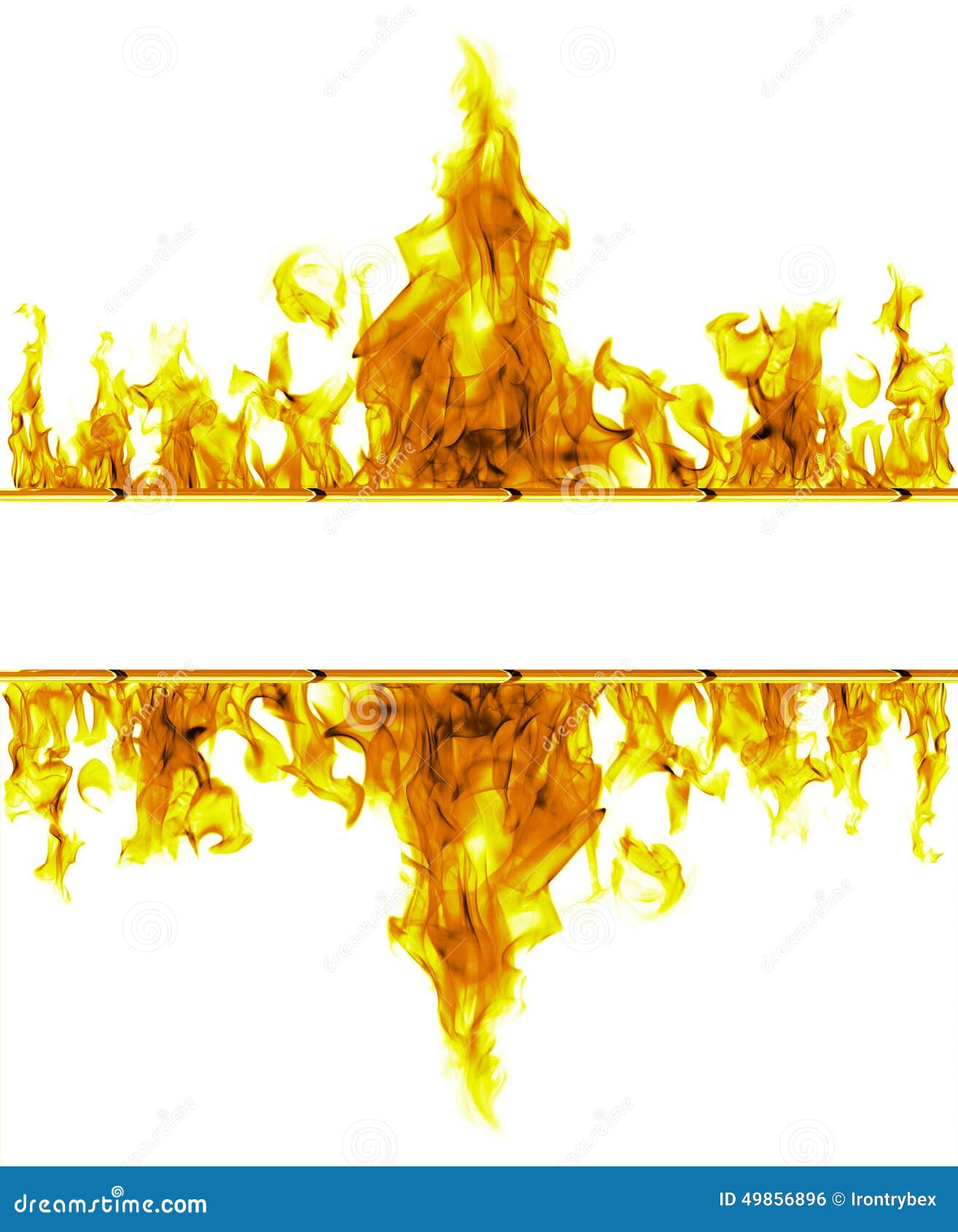 Fire Flames Frame on White Background Stock Photo - Image of ...