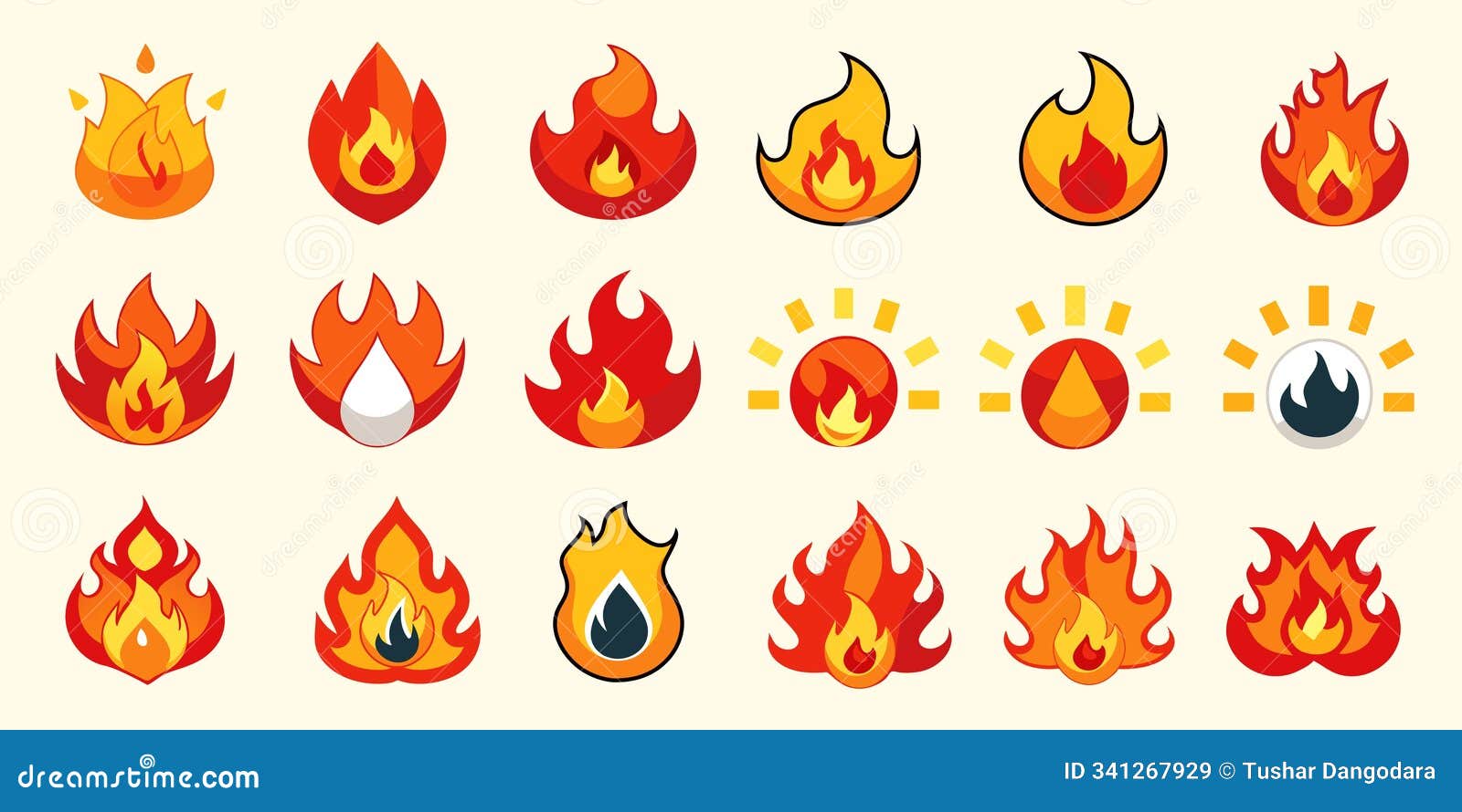 Fire Flames Icon Set. Fire Flames. Flame Symbols. Set of Colorful Fire Flame Stock Illustration ...