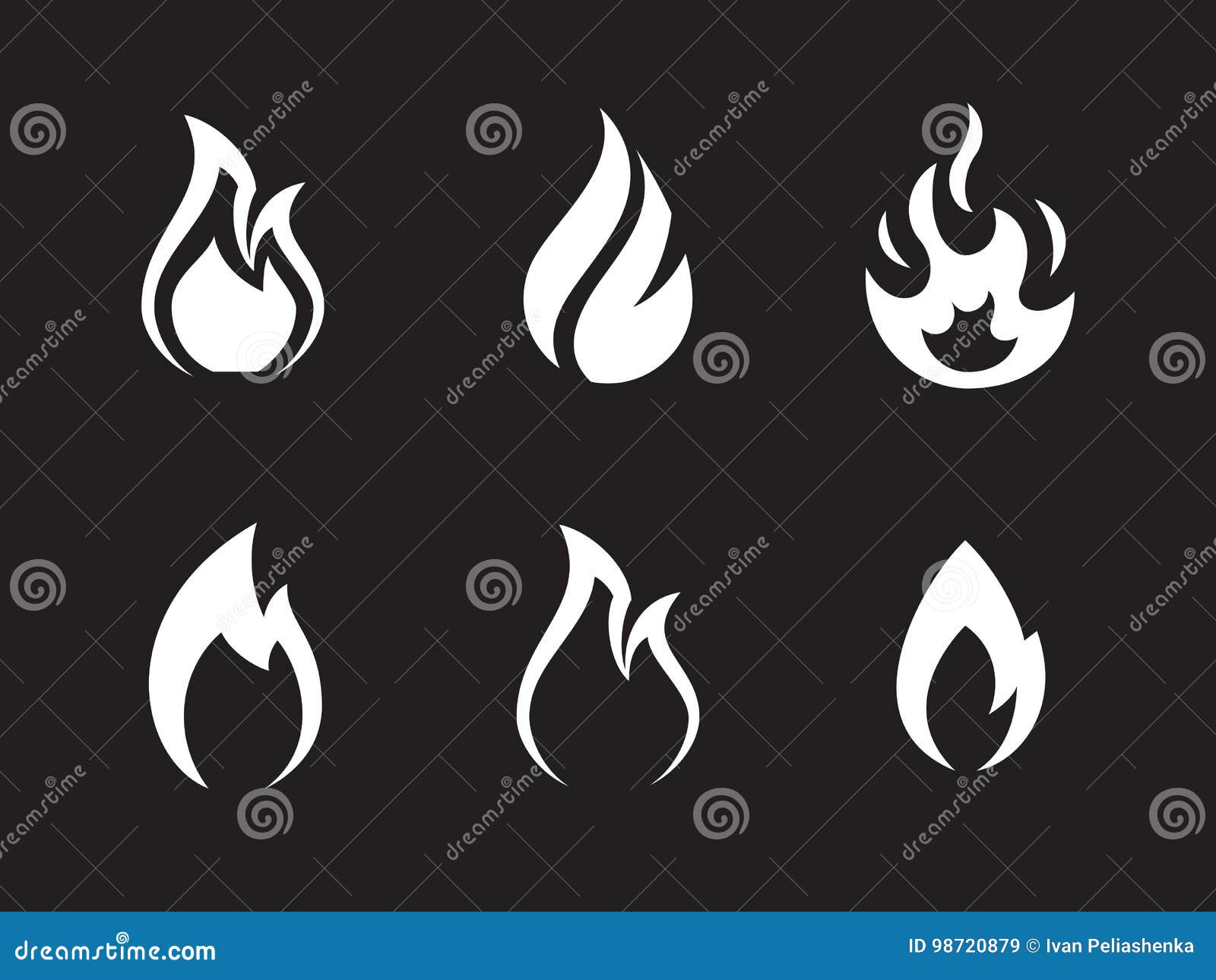 Flames Icons. Flame Silhouettes. Black Firing Icons, Warning Symbols ...