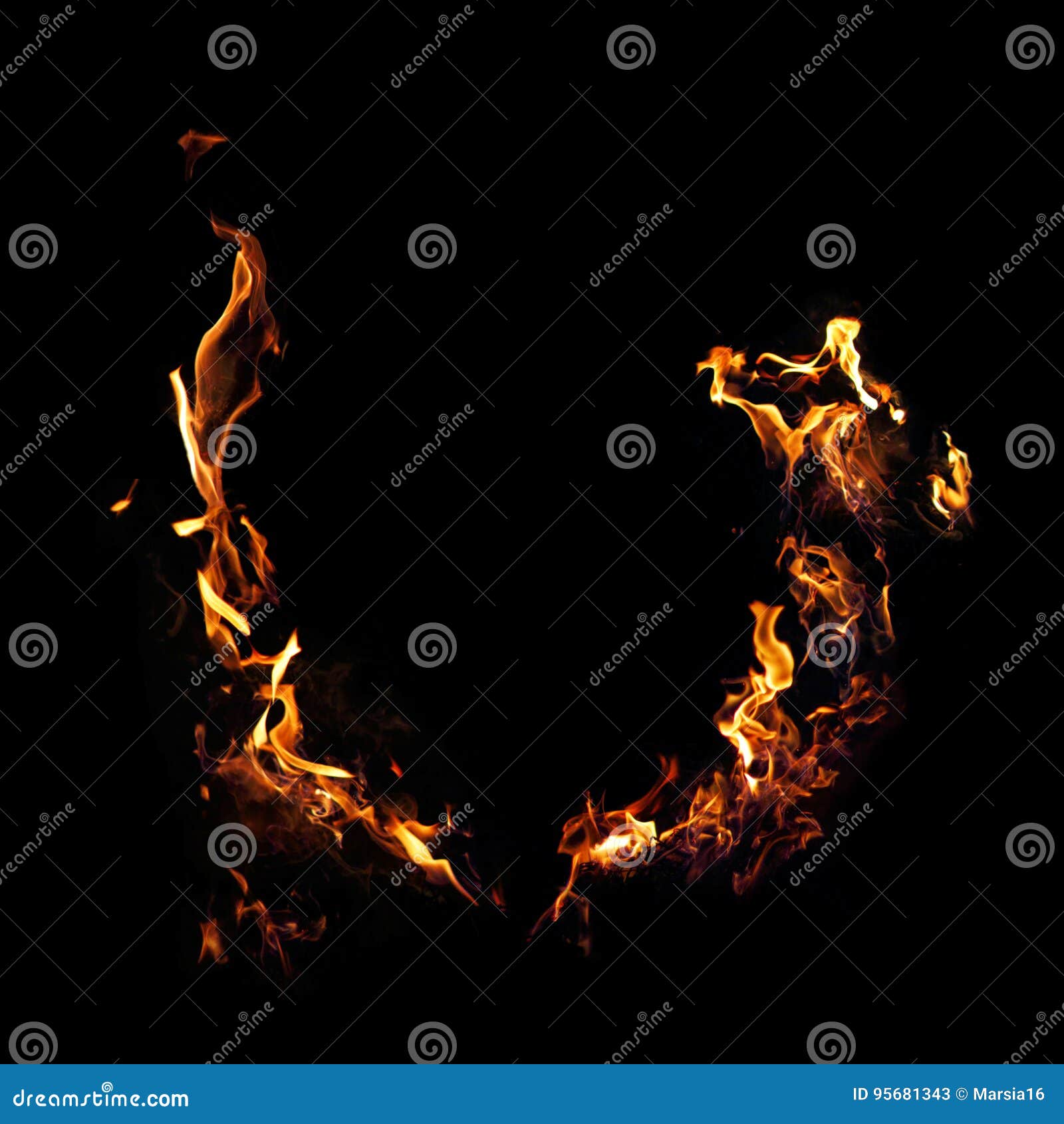 Fire Flames On Black Background. Fire On Black Background Isolated ...