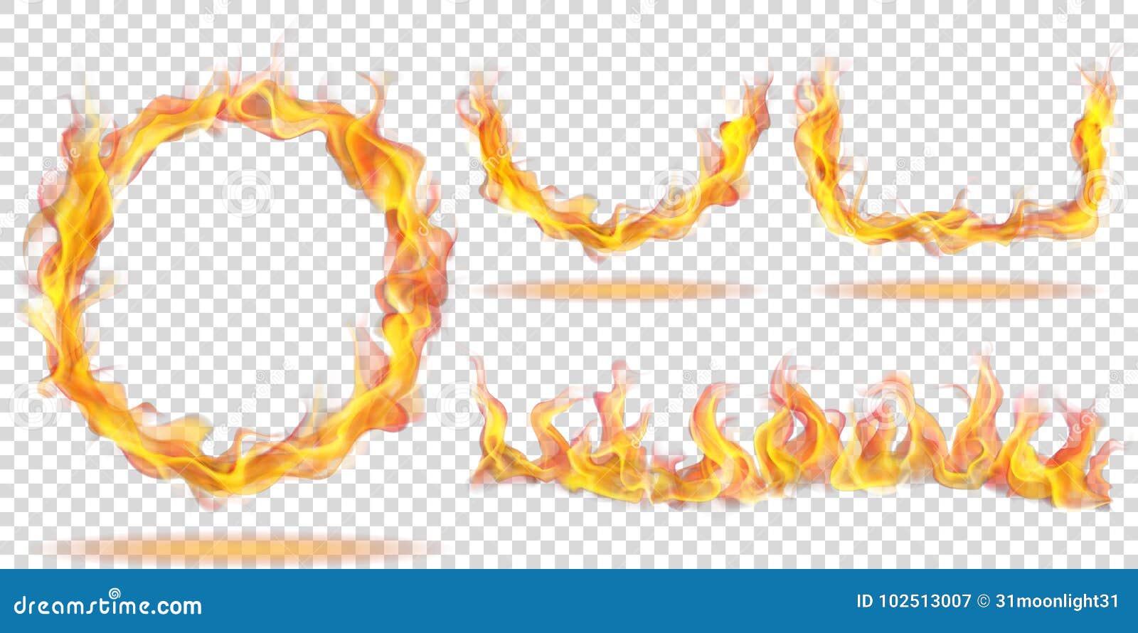 Set Fire Flames. Cartoon Collection Of Abstract Stylized Fires. Flaming ...