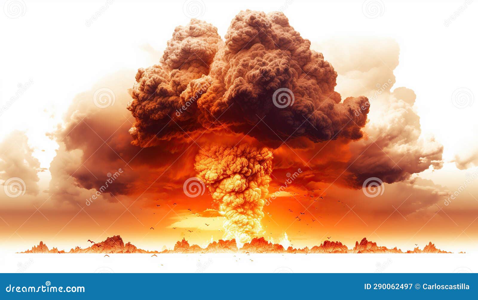 Atomic Bomb Explosion Isolated on White Background Stock Illustration ...