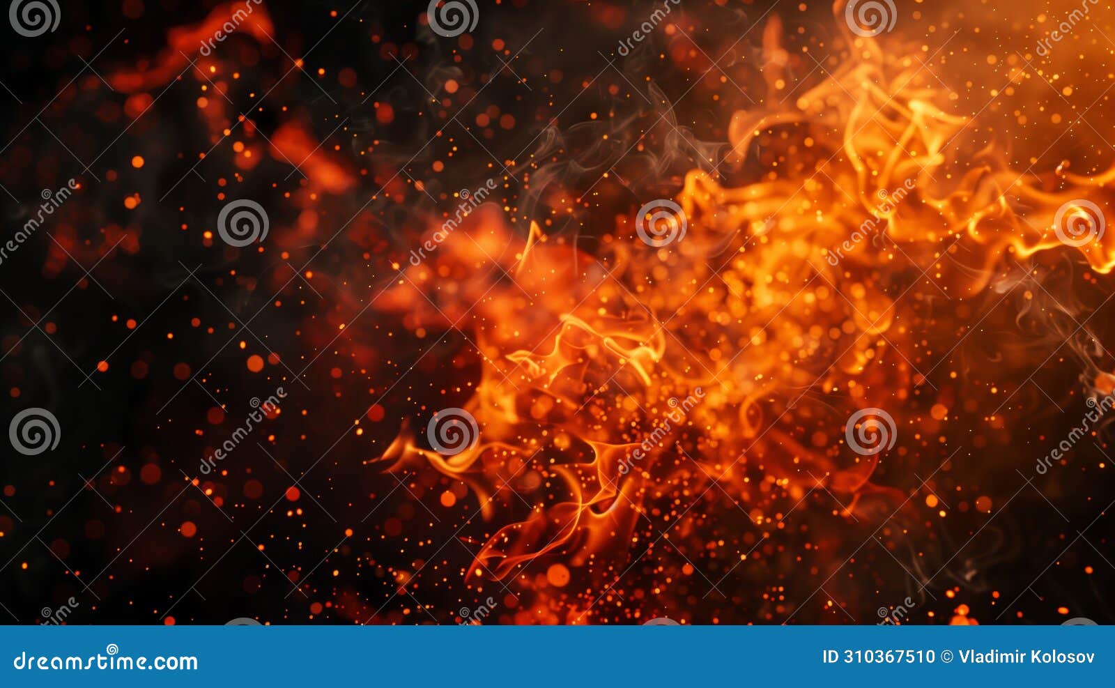 Fire Flames with Particles, Sparks, and Smoke on a Dark Background at ...